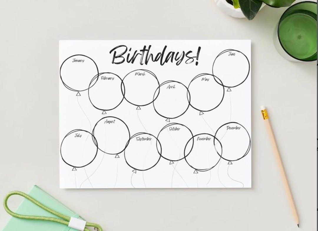 Birthday Chart | for Home, Classroom, Office | Digital Download - Etsy