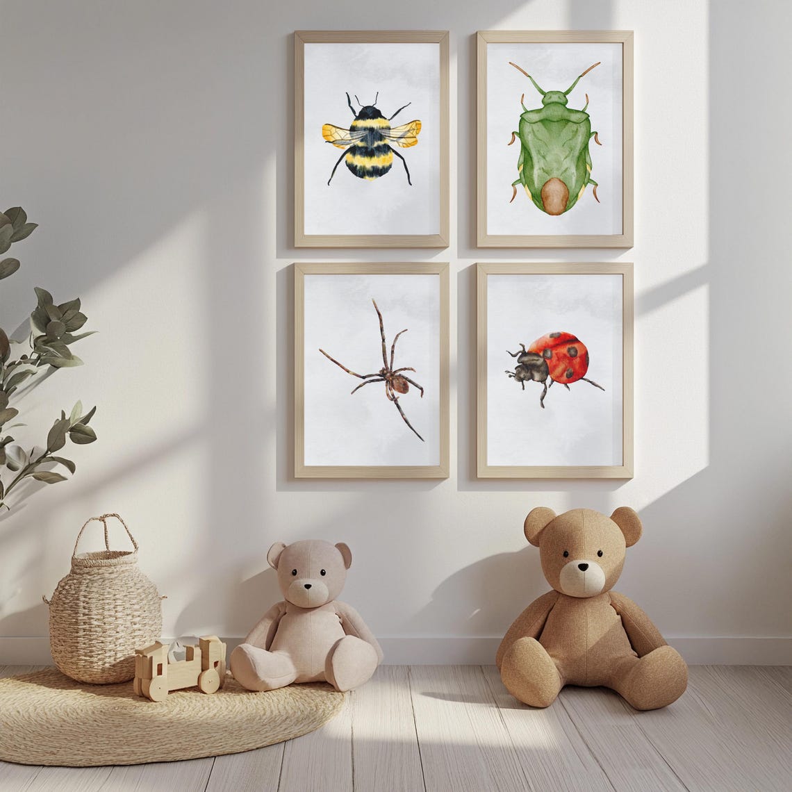 Bug Prints Wall Art Gift, Set of 9 Printable Bugs Baby Room Decor, Bug ...