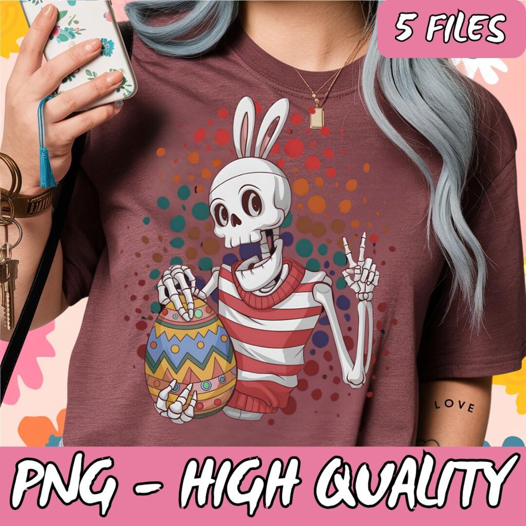 Easter Bunny Rock Hand Skeleton for Kids and Teens PNG, Cool Easter ...
