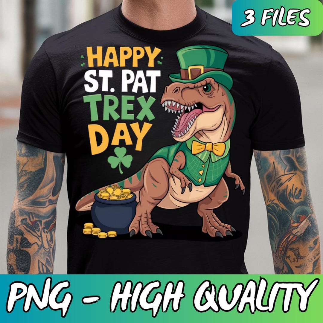 Happy St. Patrick's Day With T-rex and Lucky Charm for Boys Png ...