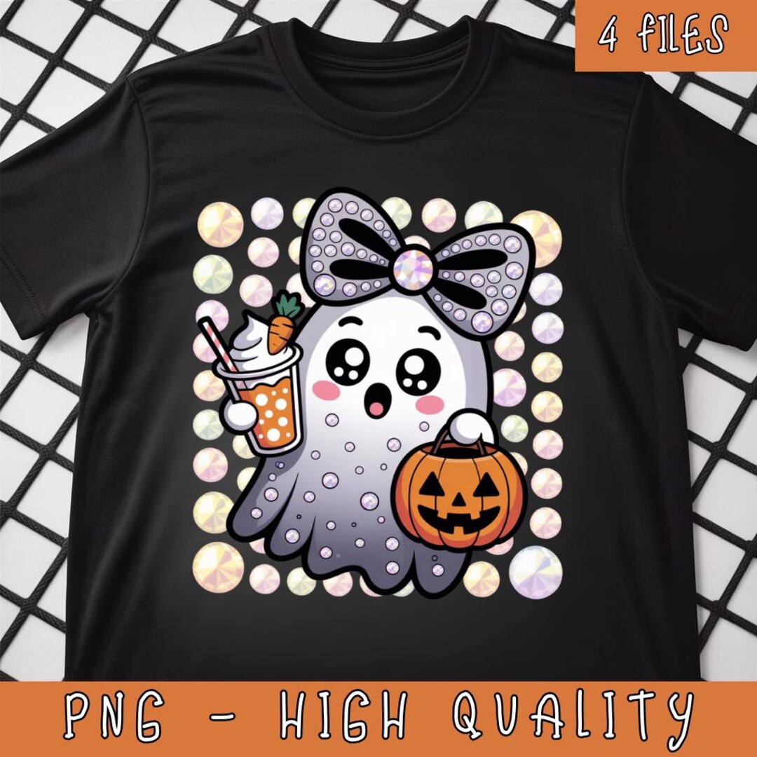 Preppy Faux Glitter Ghost Coffee Mug Png, Preppy Ghost Boo, Rhinestones ...