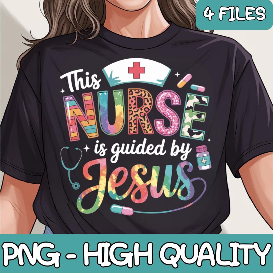 Nurse Guided by Jesus Christian Stethoscope RN LPN Nursing Png, Nurse ...