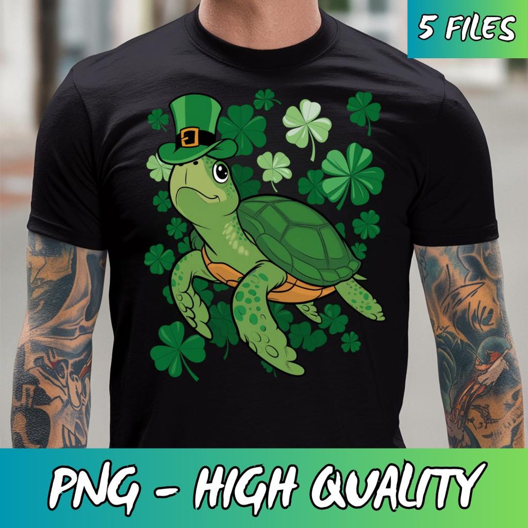 St. Patrick's Day Leprechaun Turtle With Shamrock Hat PNG, St. Patrick ...