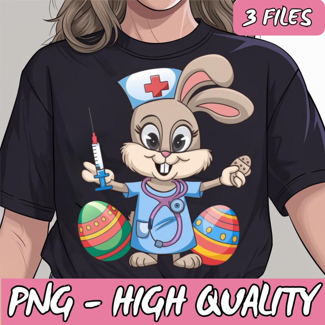 Easter Bunny Nurse With Stethoscope and Cute Rabbit Design PNG, Cute ...