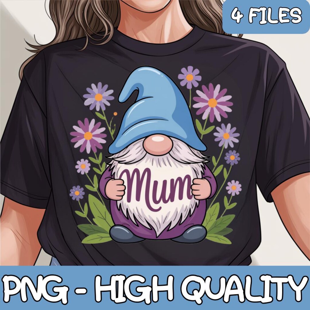 Mum Spring Flowers Gnome Mom Png, Mothers Day Floral for Womens Png ...