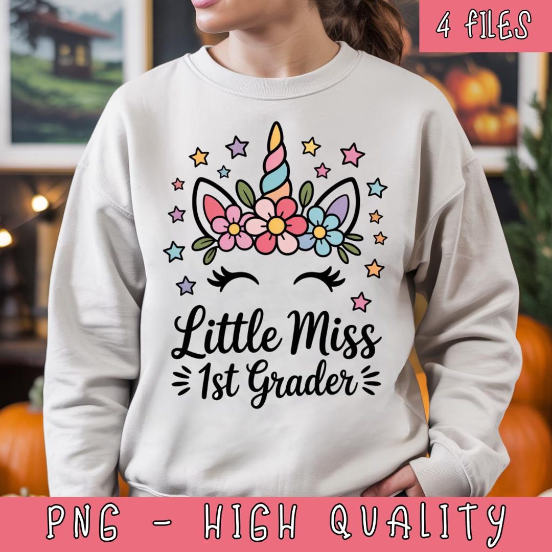 Little Miss 1st Grade Grader Hello First Day of School Girls Png, Cute ...