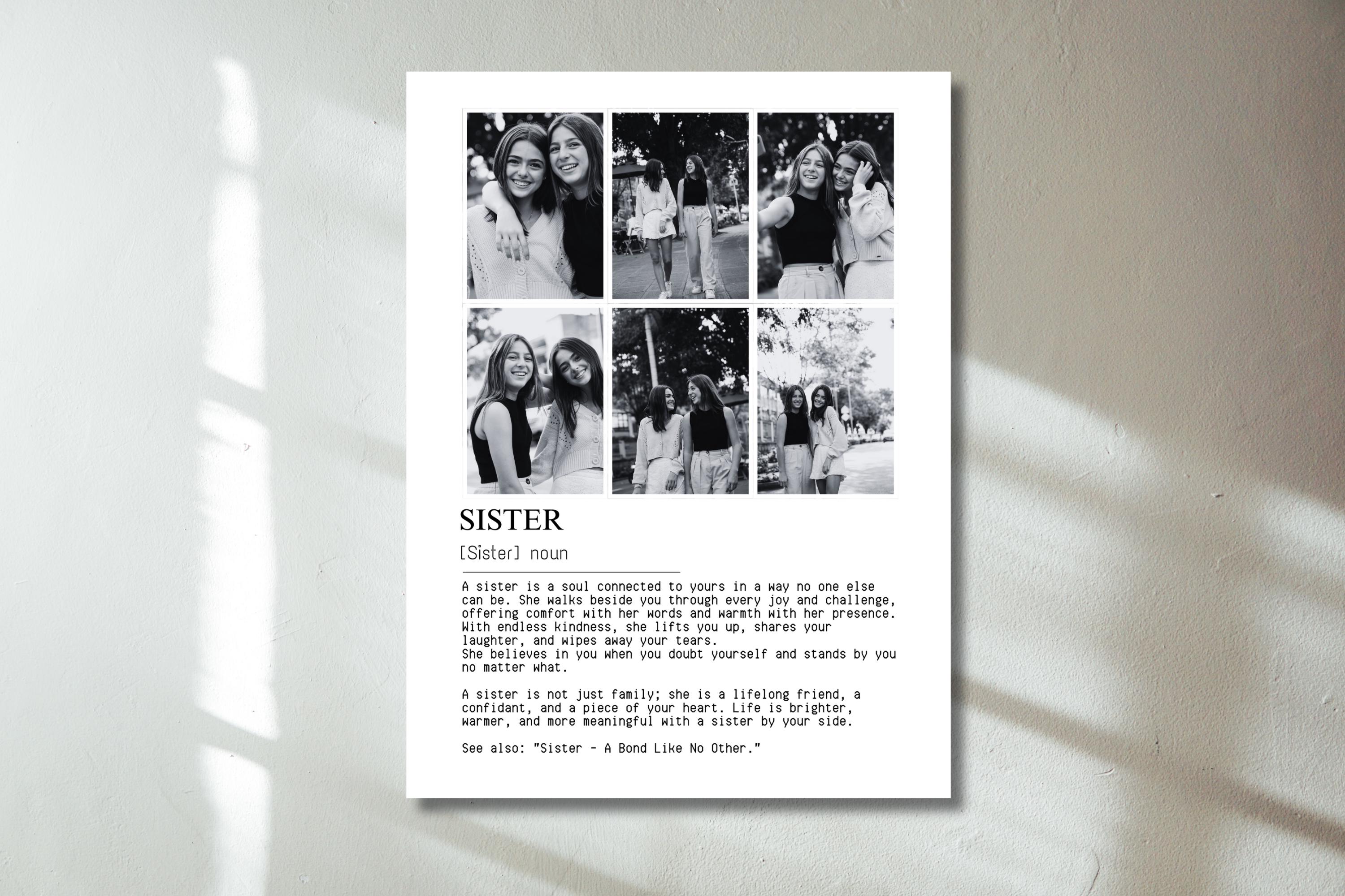 Editable Sister Photo Collage Template, Personalized Sister Photo ...