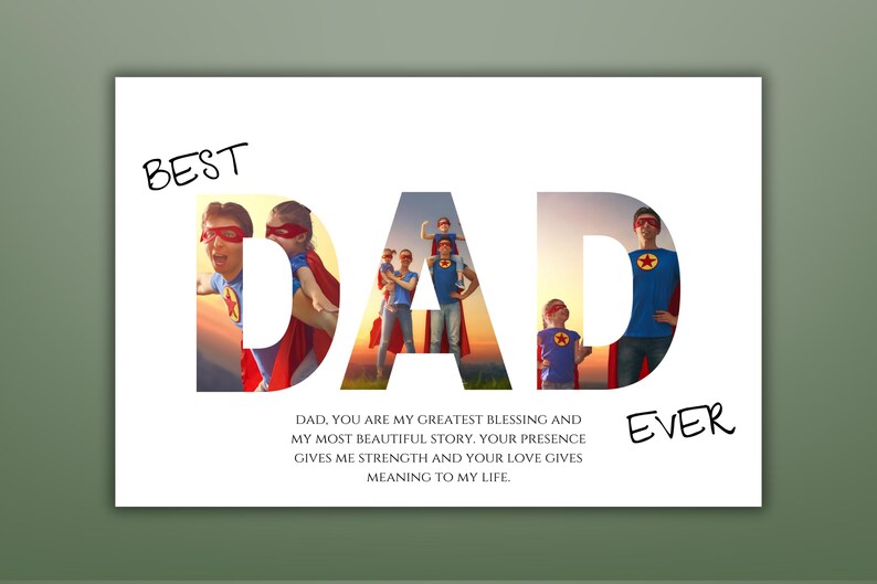 Personalized Father Photo Collage Template, Custom Wall Art (digital ...