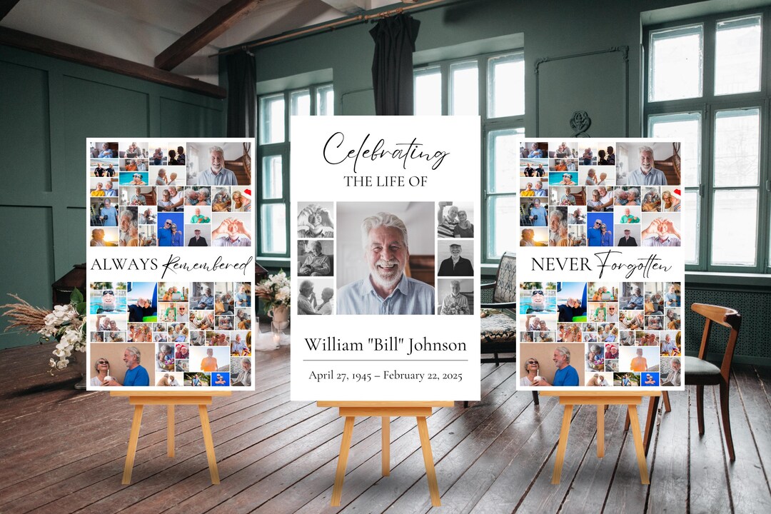 Funeral Welcome Sign Template, Celebration of Life Photo Collage (canva ...