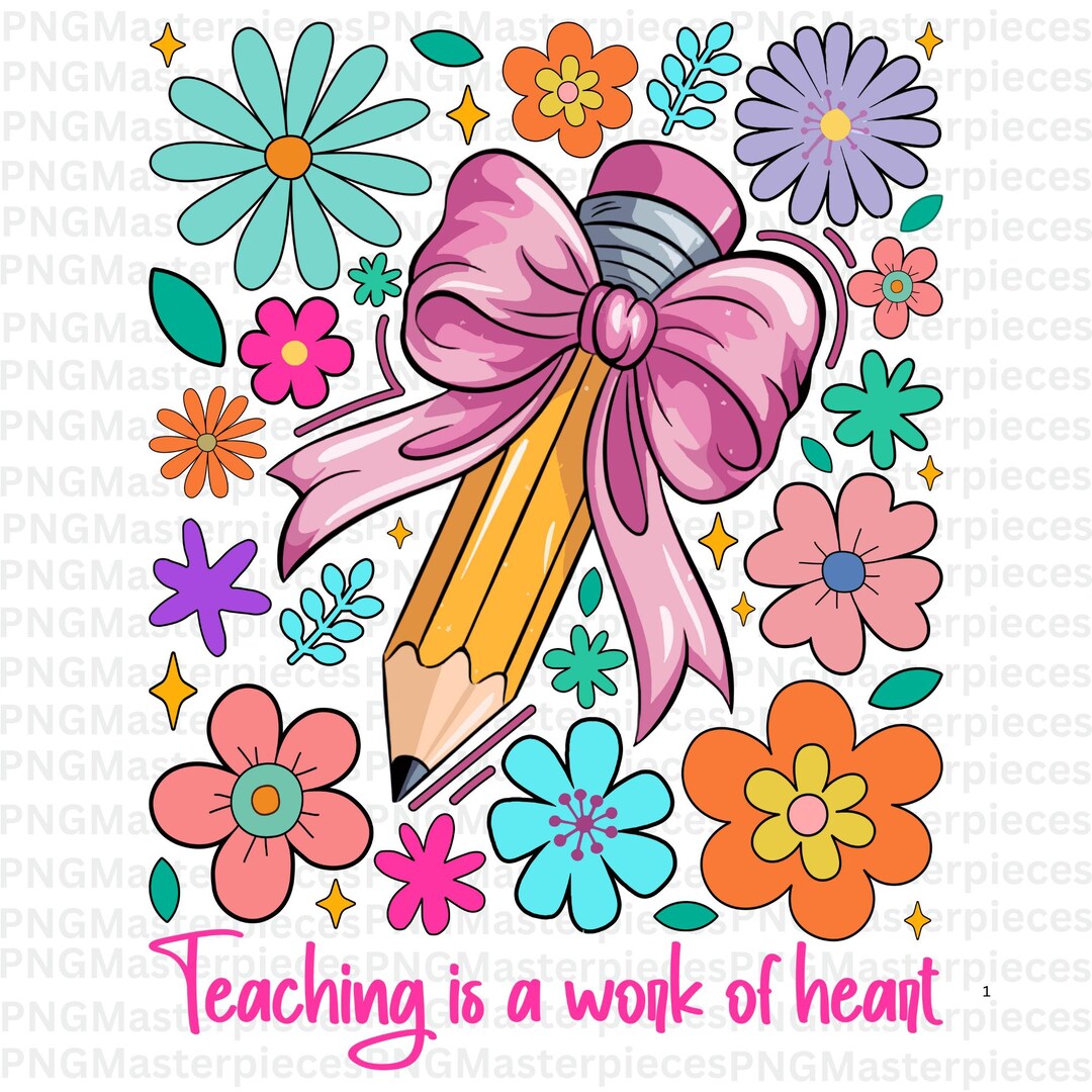 Teacher Appreciation PNG Design: Floral Pencil Art (digital Download ...