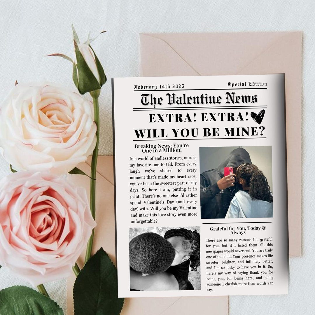 Valentines Day Newspaper Template, Editable Valentines Cupid Newspaper ...