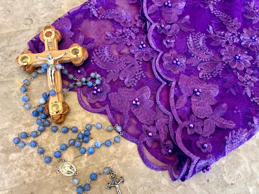 Purple Beaded Infinity Veil Catholic Mass Veil Lent Advent - Etsy