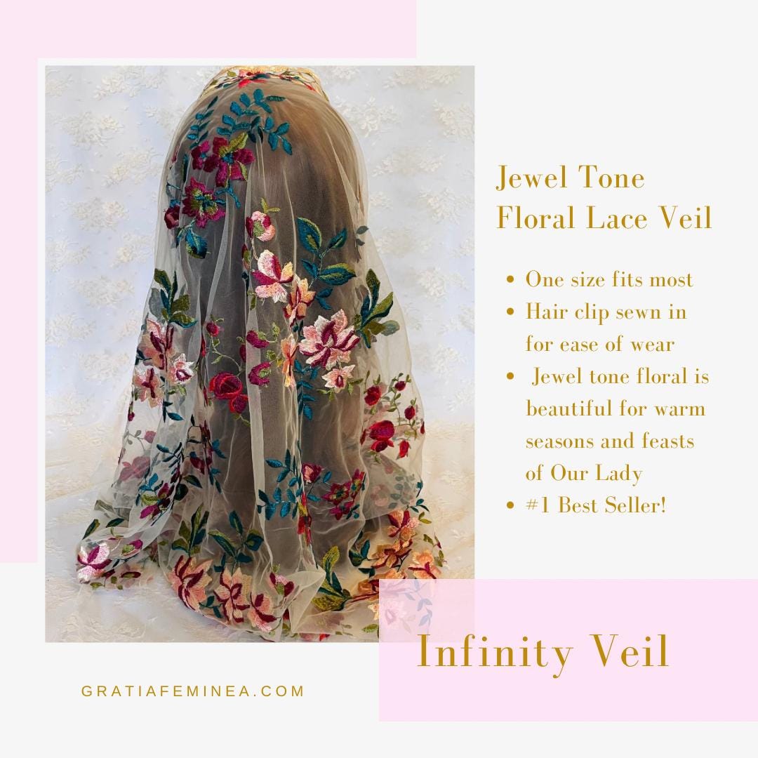 Embroidered Floral Catholic Infinity Veil: Chapel Veil Headcovering - Etsy