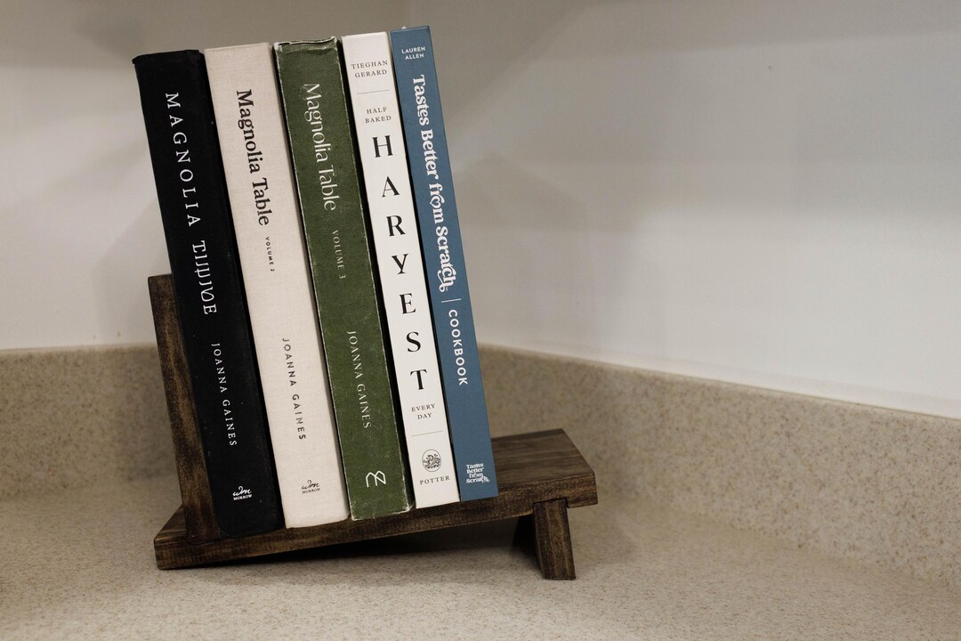 Handcrafted Wooden Tabletop Book Rack: Compact Cookbook Holder - Etsy
