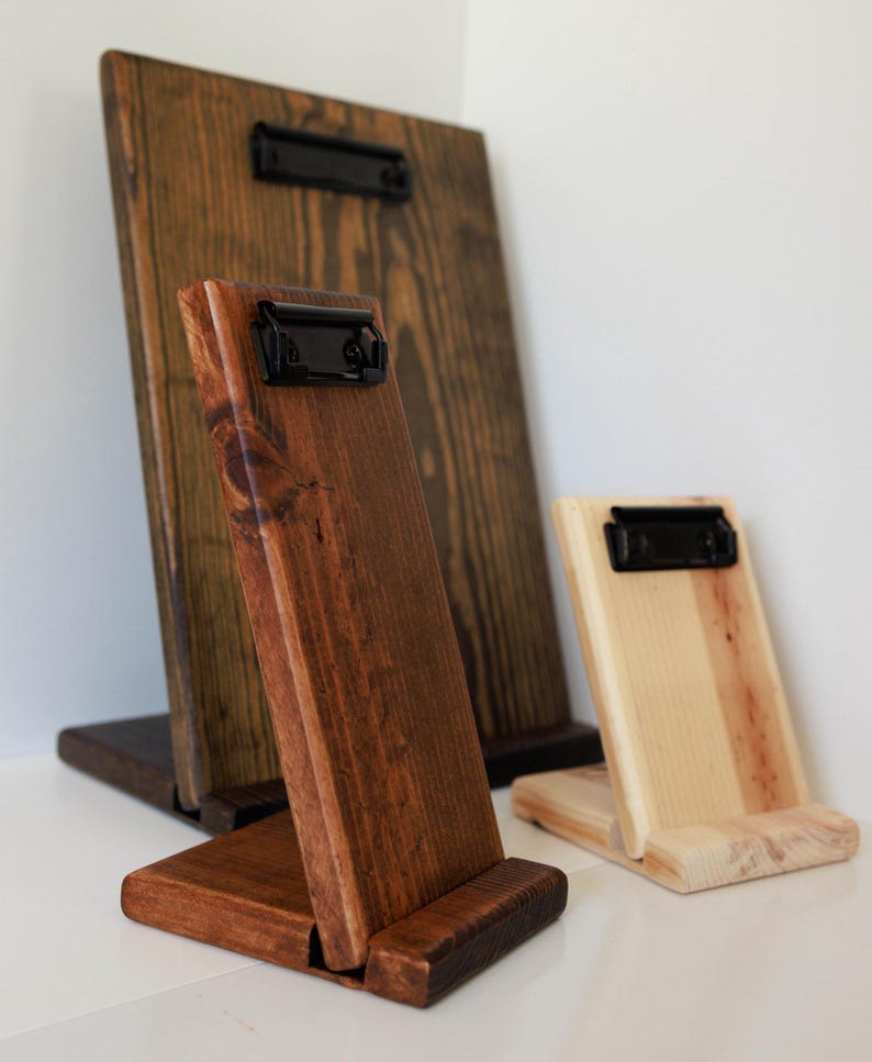 Handcrafted Pine Wood Clipboard With Optional Stand: Recipe Holder ...