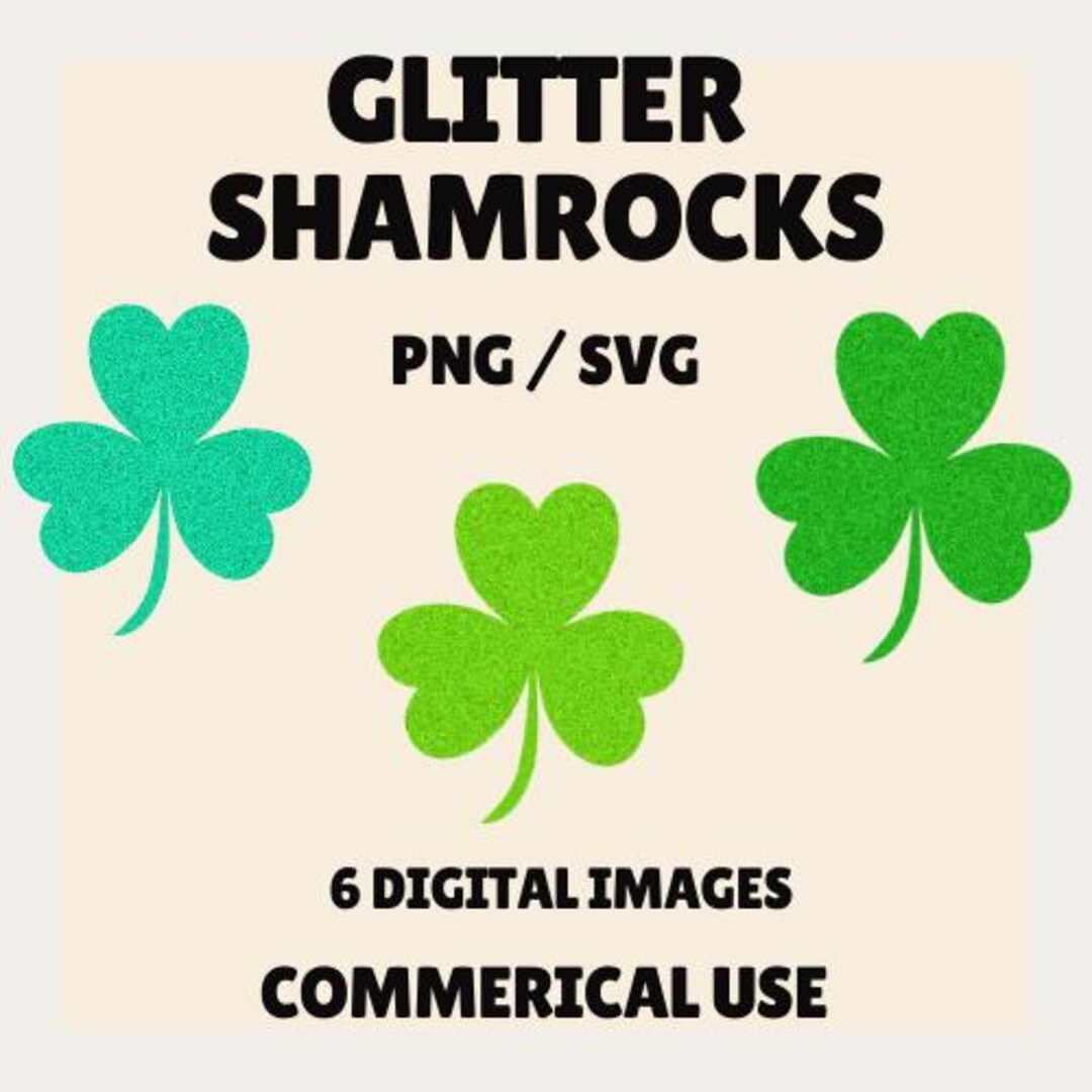 Glitter Shamrock Clipart: St. Patrick's Day Graphics (PNG, SVG Digital ...