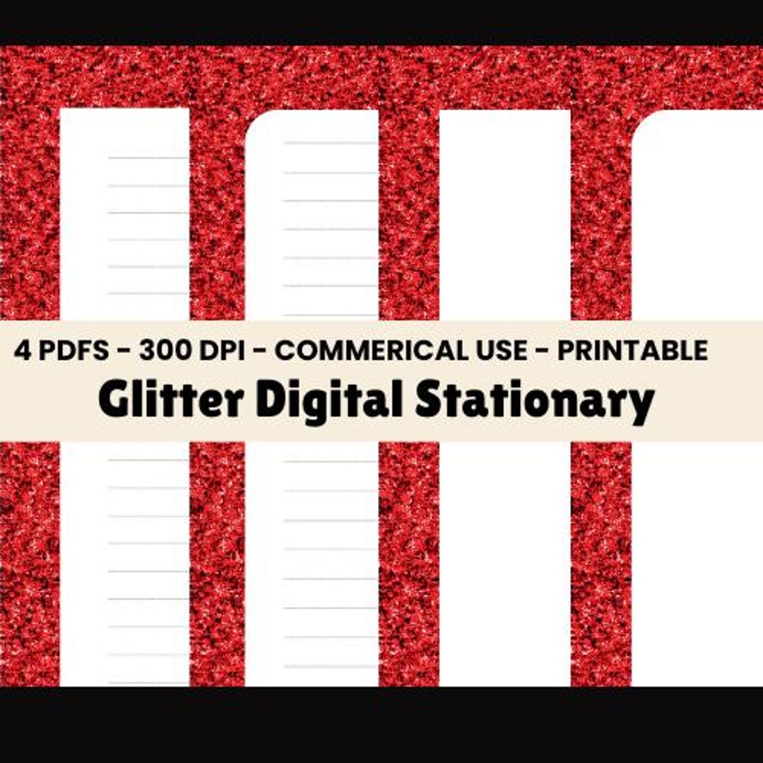 Red Glitter Stationary Digital Paper - Commercial Use, Craft Supplies ...