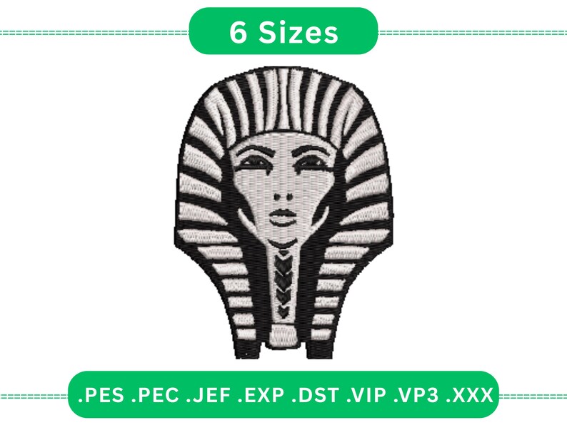 Pharaoh Head Embroidery Design | Ancient Egyptian Face With Nemes ...