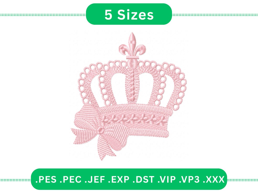 Crown With Bow Embroidery Design | Royal Machine Design - 5 Sizes - Etsy