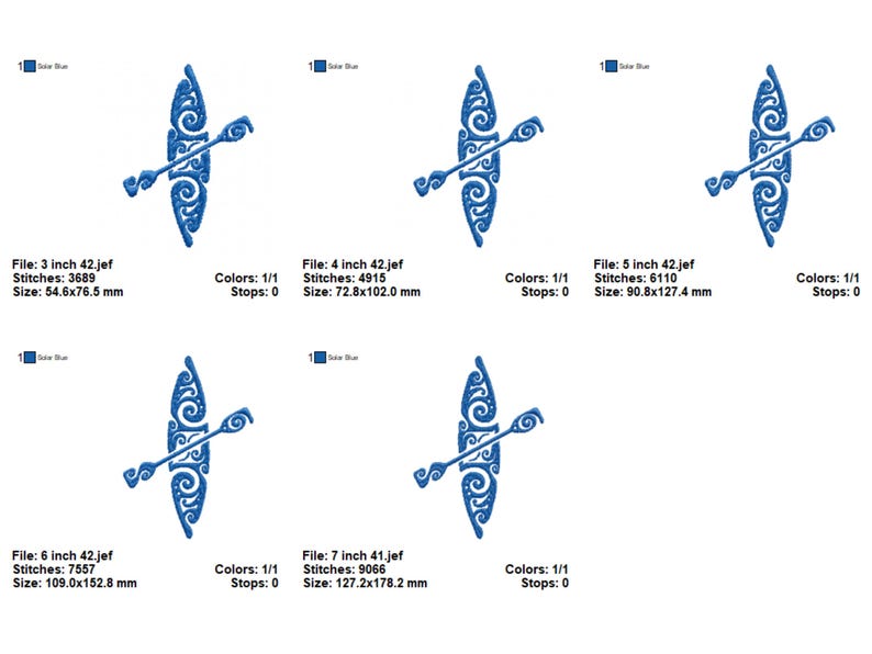 Tribal Kayak Embroidery Design | Swirly Boho Paddle Machine Embroidery ...