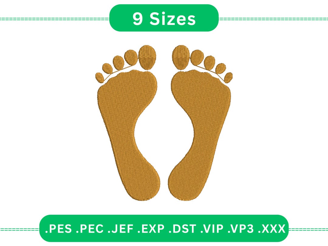 Footprint Embroidery Design | Baby Feet Machine Embroidery File | 9 ...