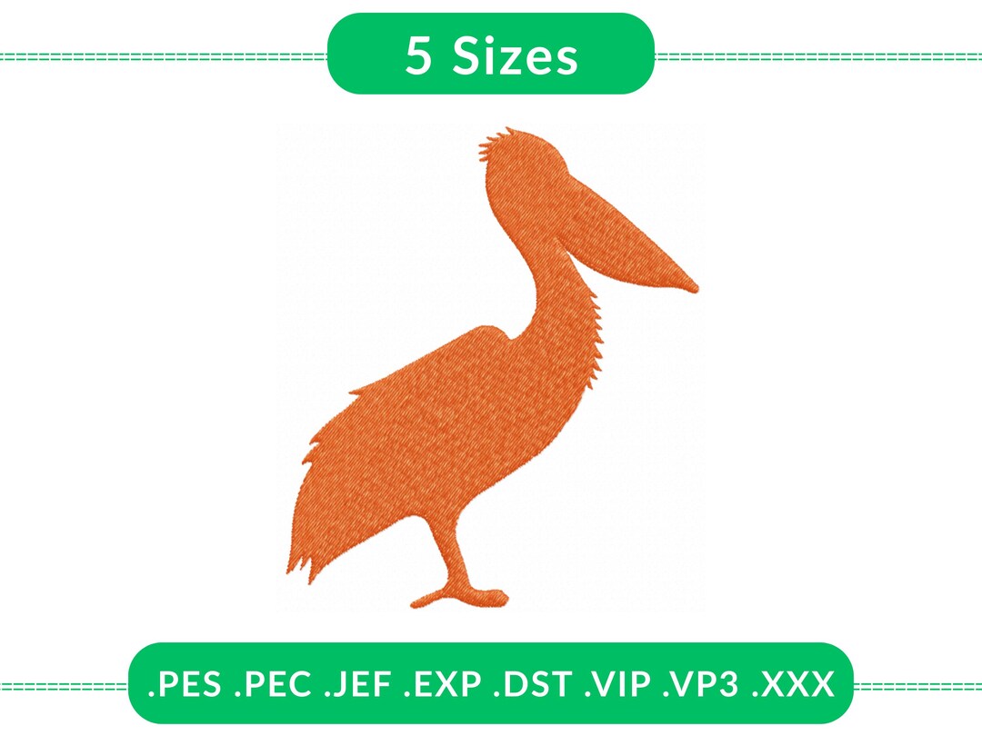 Charming Pelican Embroidery Design, Elegant Water Bird Silhouette ...
