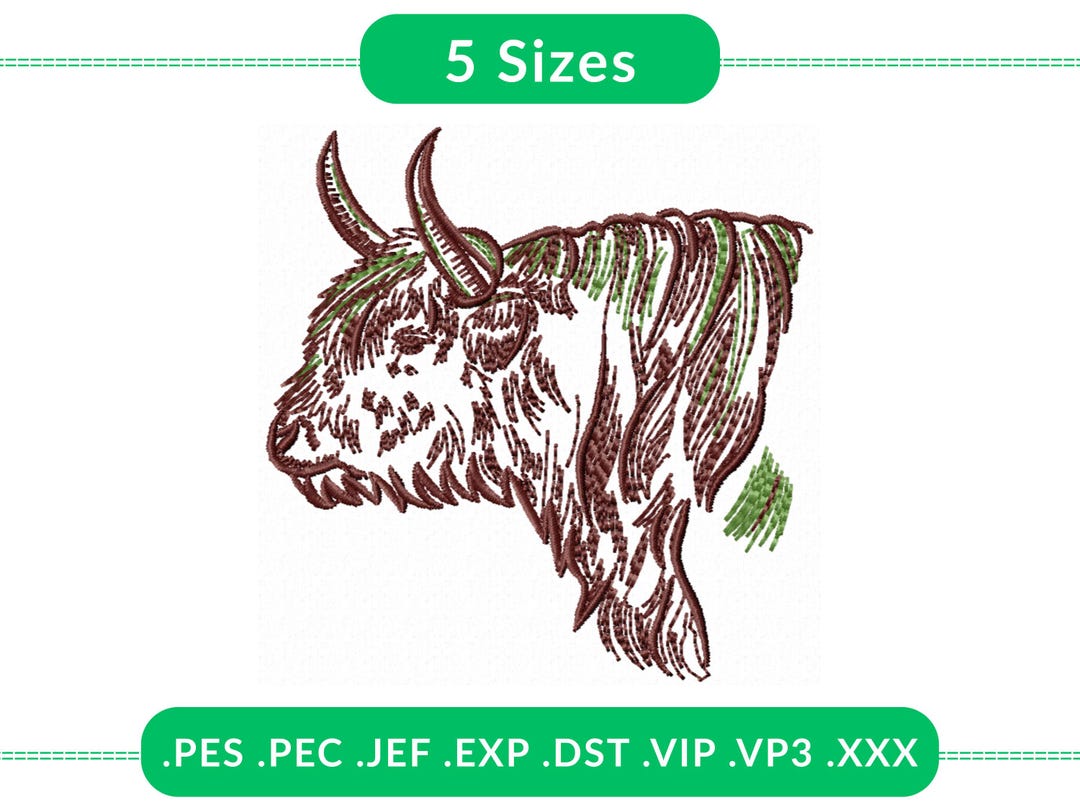 Highland Cow Embroidery Design, Majestic Heilan Coo Machine Embroidery ...