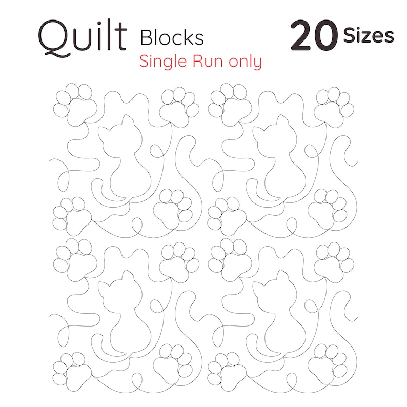 Cat Quilt Block Embroidery Machine Design ,single Run Quilting Motif ...