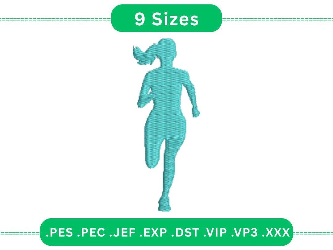 Female Runner Embroidery Design, Jogging Woman Silhouette, Marathon ...