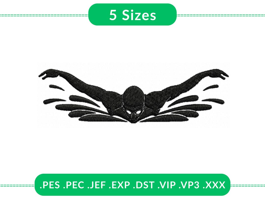 Butterfly Swimmer Embroidery Design - Powerful Stroke Athlete Machine ...