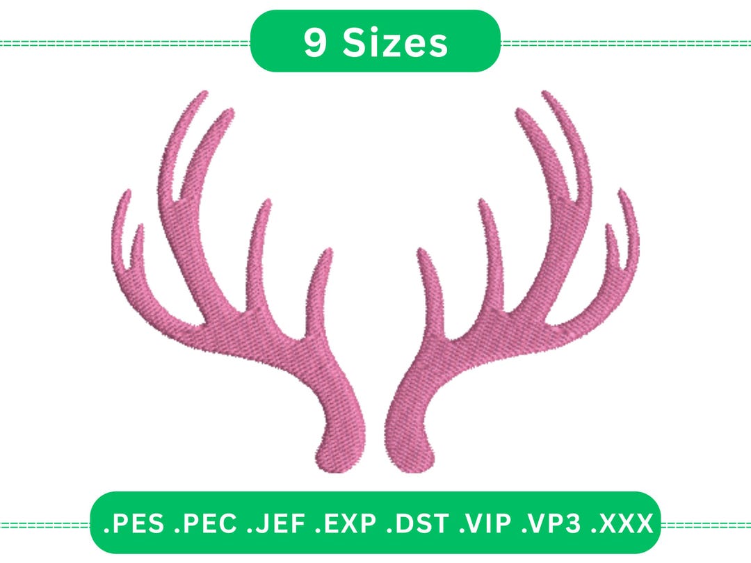 Antlers Embroidery Design | Pink Deer Antler Machine Embroidery File ...