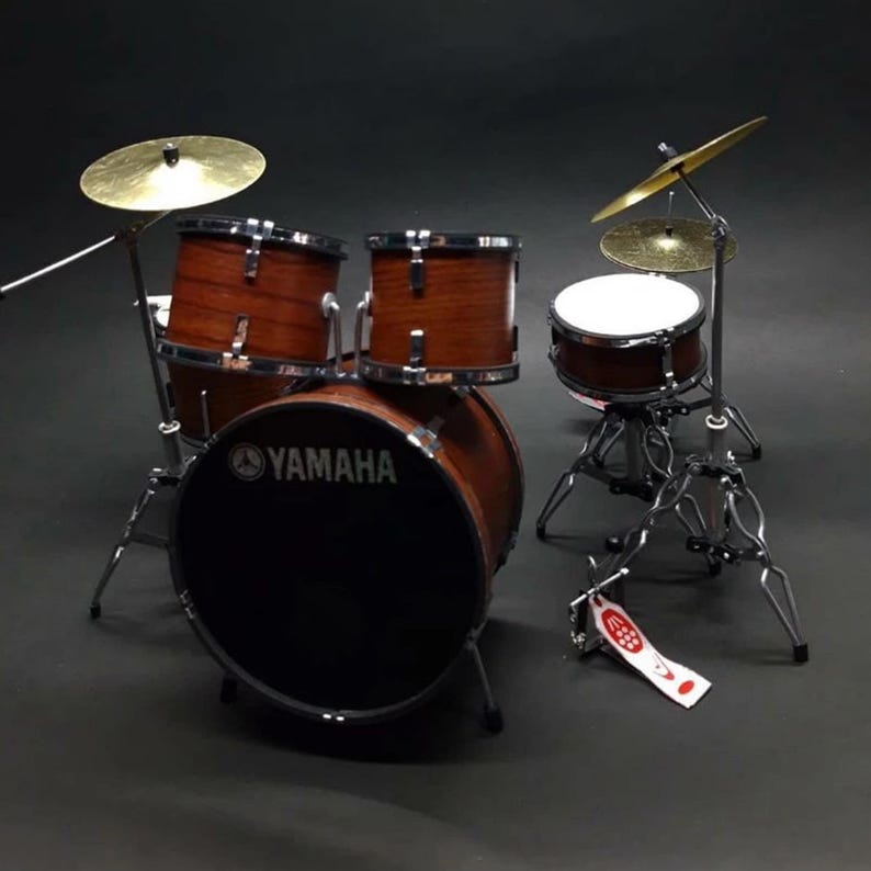Miniature Drum Set Replica Drum Kit Yamaha Natural Wood Birthday Gift ...