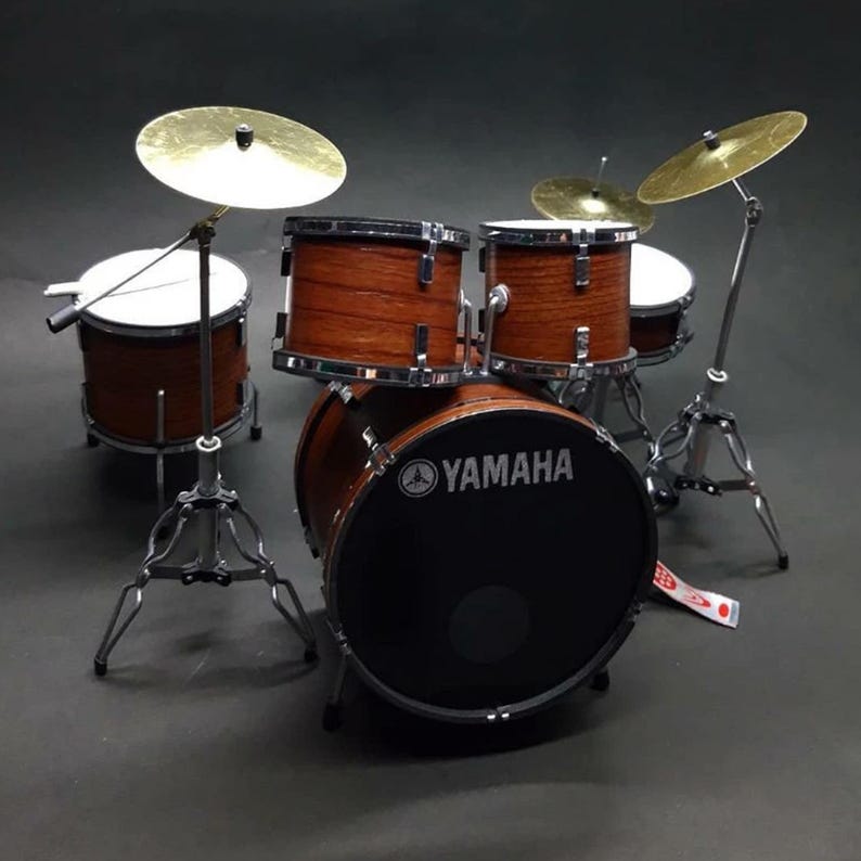 Miniature Drum Set Replica Drum Kit Yamaha Natural Wood Birthday Gift ...