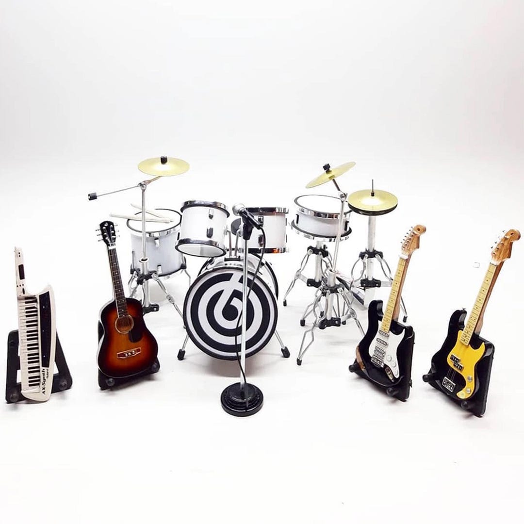 Miniature Drum Set Replica Drum Kit Day6 With Guitars Bass Piano ...