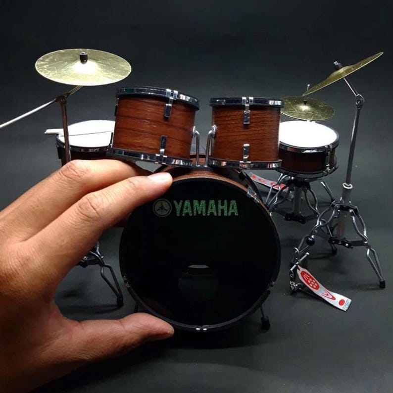 Miniature Drum Set Replica Drum Kit Yamaha Natural Wood Birthday Gift ...
