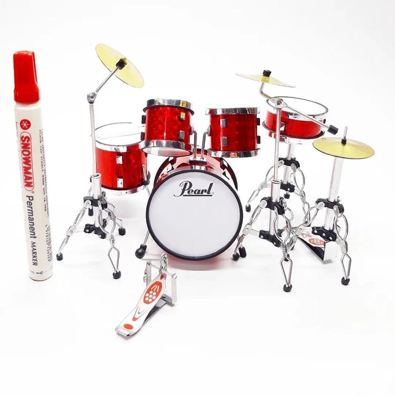 Miniature Drum Set Replica Drum Kit Pearl Gift Instrument Music Display ...