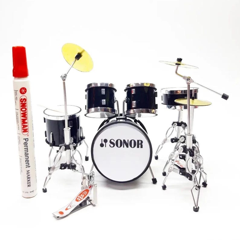 Miniature Drum Set Replica Mini Drum Kit Sonor Birthday Gift Instrument ...