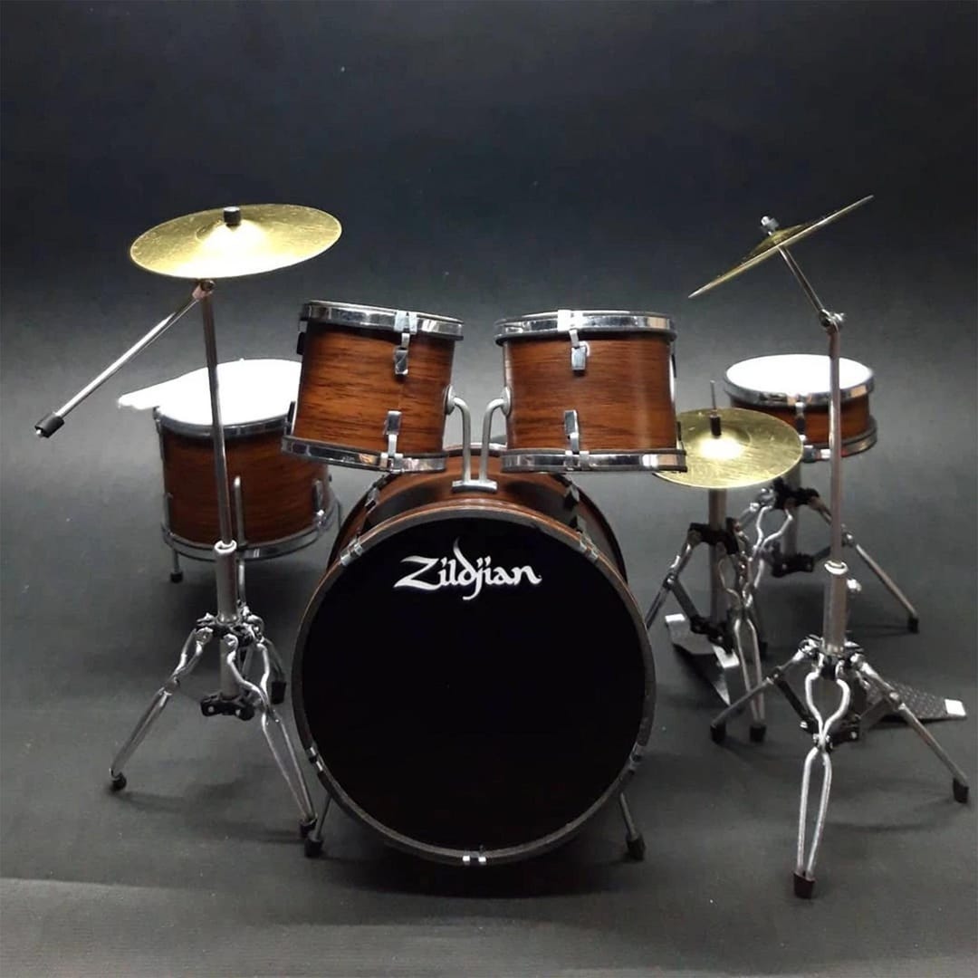 Miniature Drum Set Replica Drum Kit Zildjian Natural Wood Birthday Gift ...