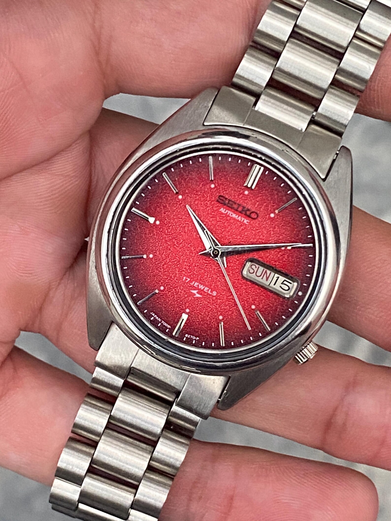 Seiko Automatic Tail Red Taxtured Dial Vintage Men's Wrist Watch - Etsy