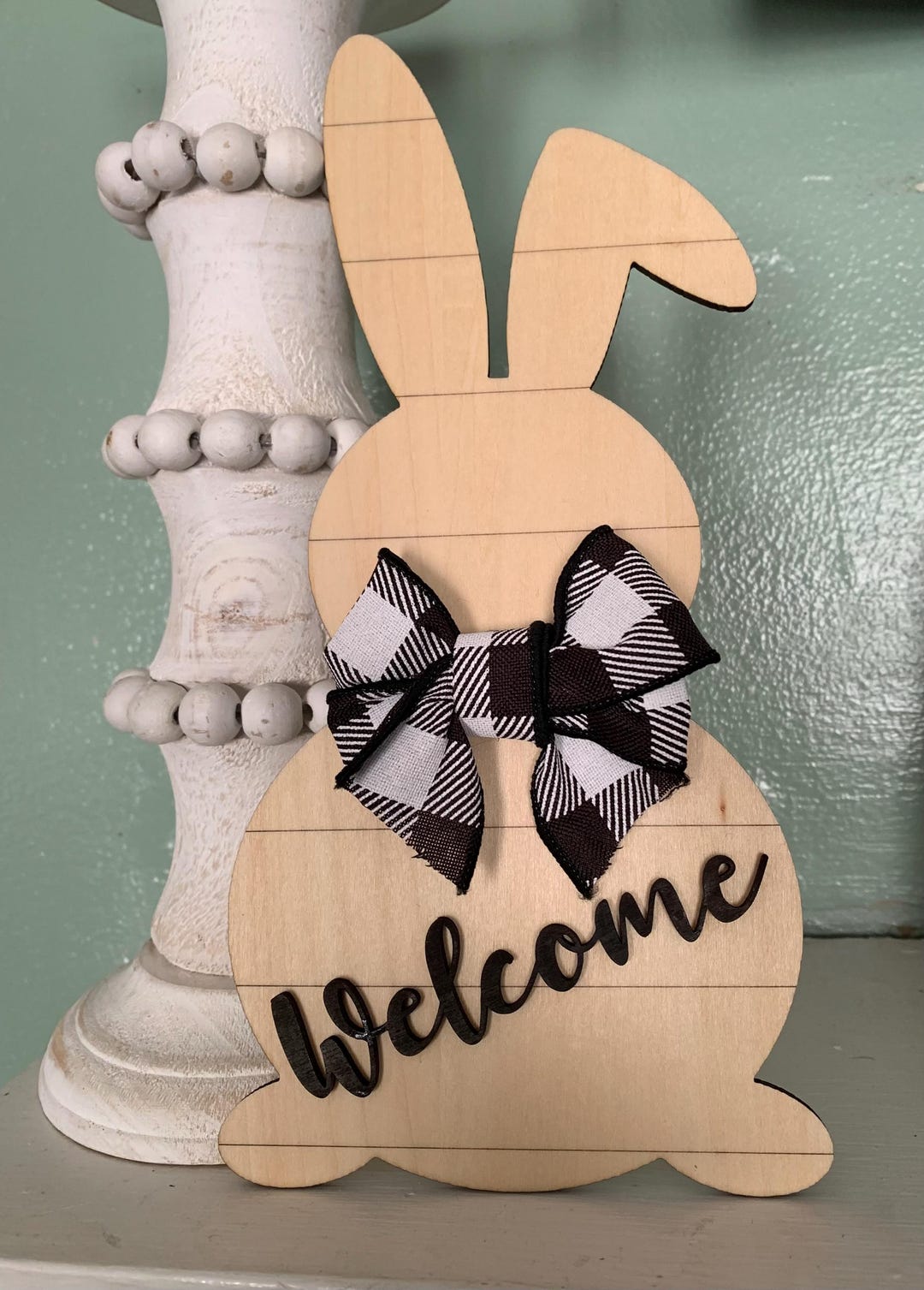 Mini Bunny Welcome Sign - Cute Spring Decor - Easter Door Hanger ...