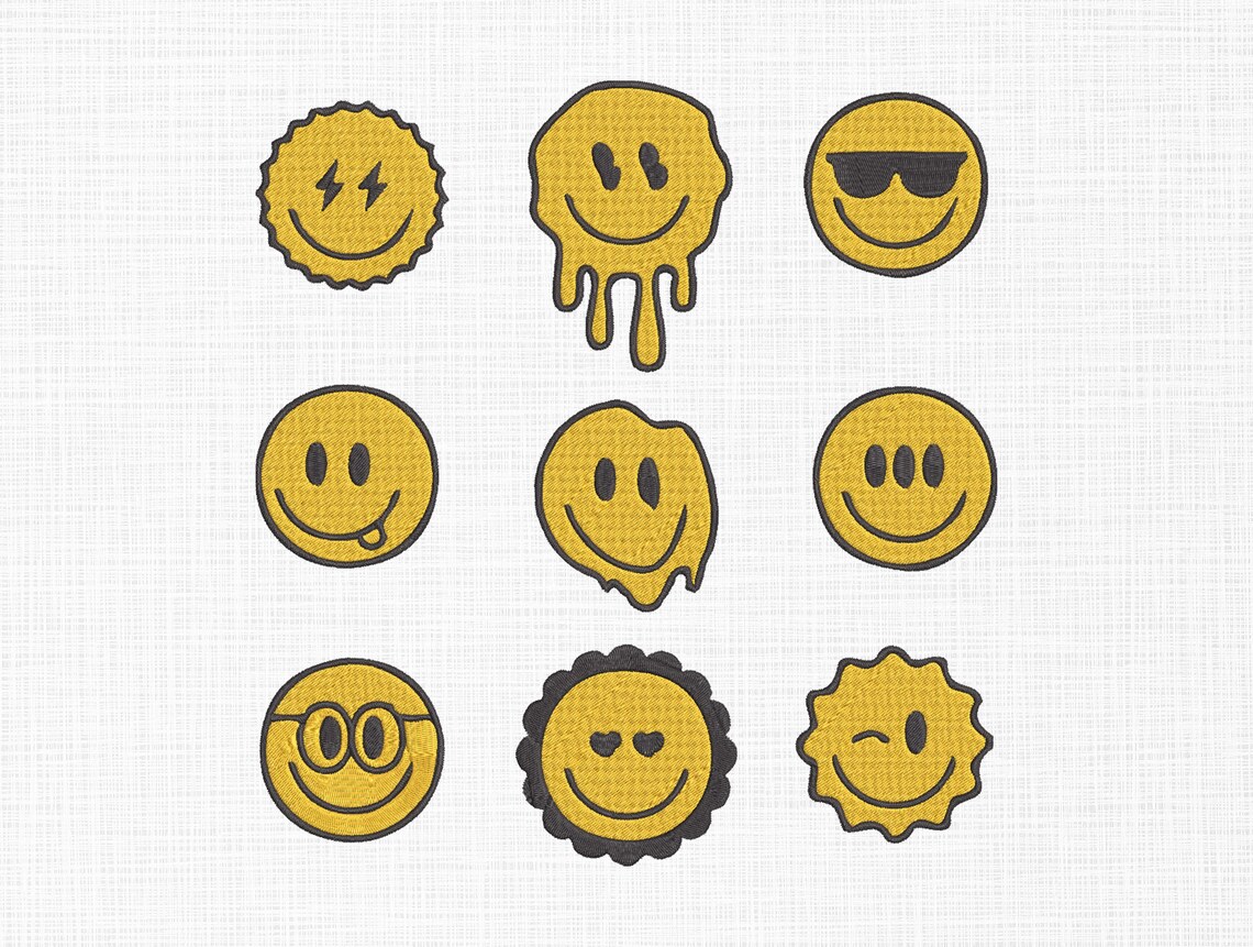 Smiley Face Embroidery Design Bundle, 5 Sizes (digital Download) - Etsy