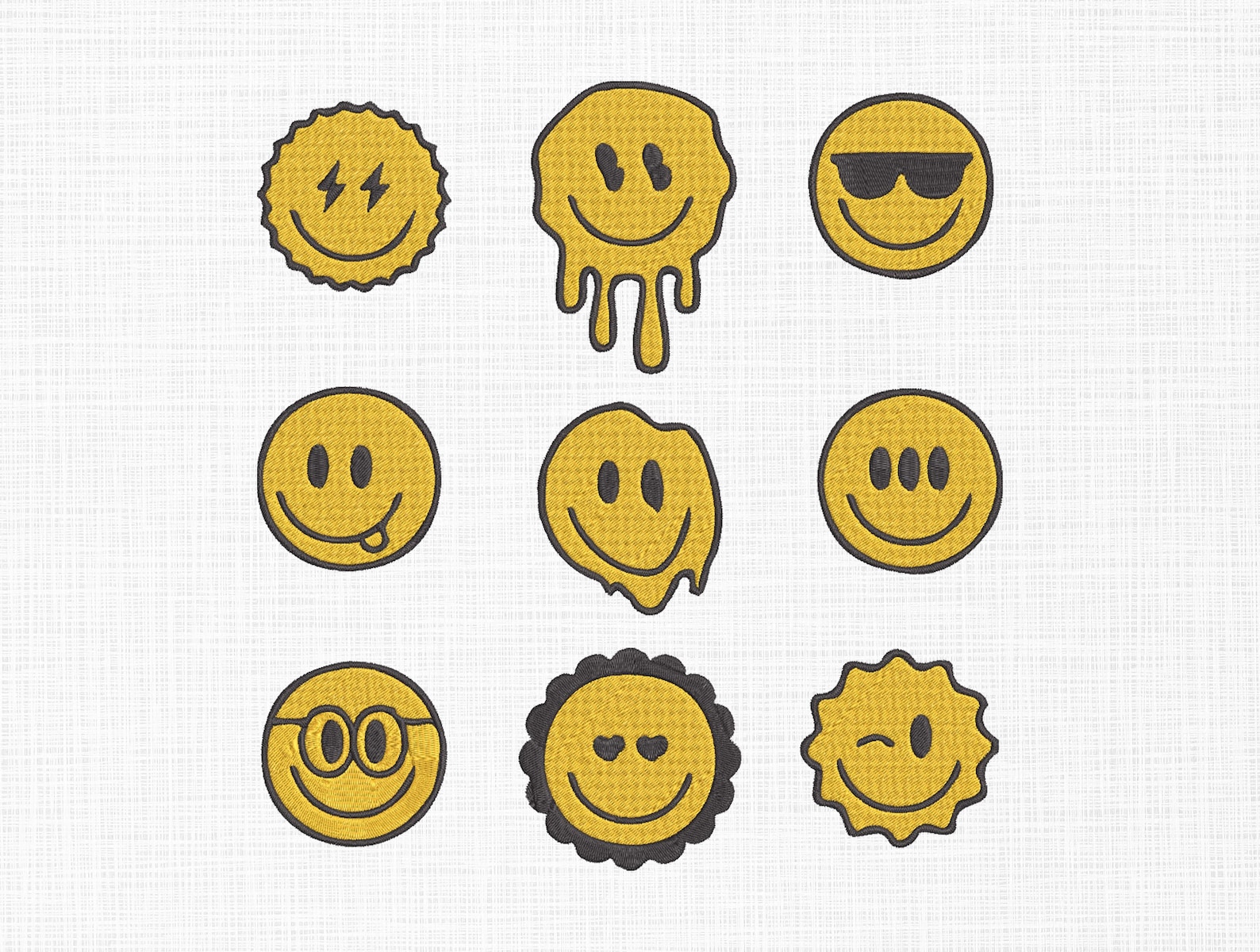 Smiley Face Embroidery Design Bundle, 5 Sizes (digital Download) - Etsy