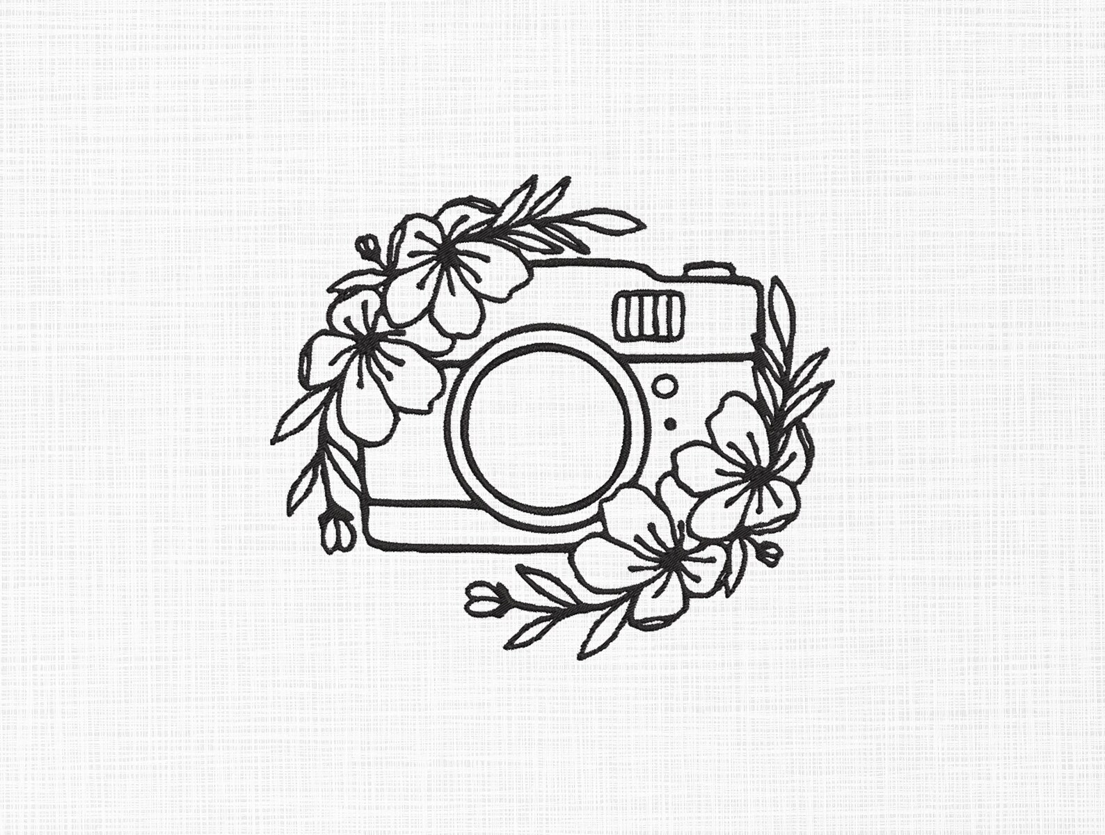 Floral Camera Embroidery Camera Embroidery Line Art Camera Embroidery ...