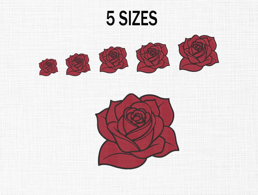 Red Rose Embroidery Design, 5 Sizes (digital Download) - Etsy
