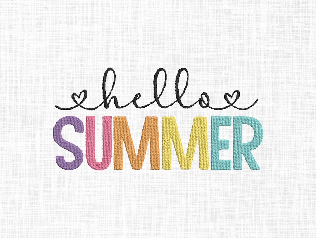 Hello Summer Embroidery Design, Machine Embroidery Files (5 Sizes) - Etsy