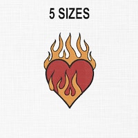 Flaming Heart Embroidery Design • Tattoo Style Clipart (digital File ...