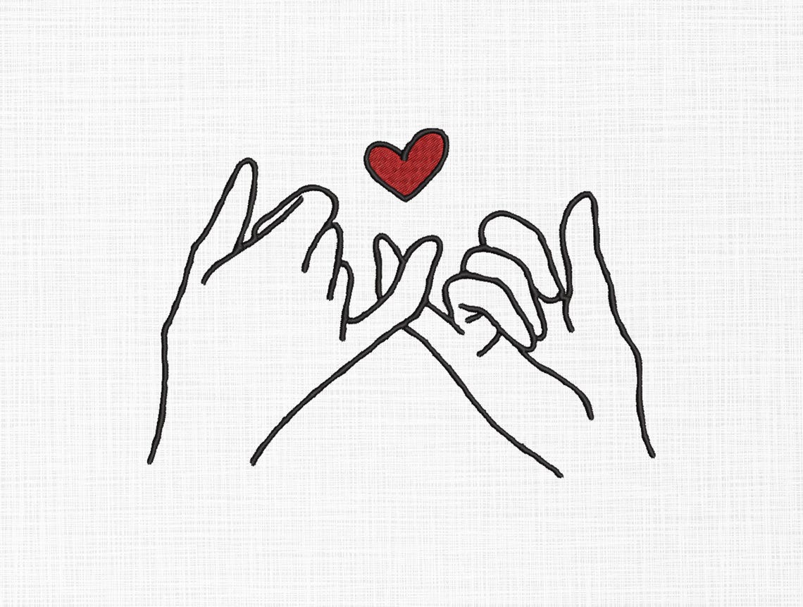 Girl Hands Embroidery Design Hands With Heart Embroidery Pinky Promise ...