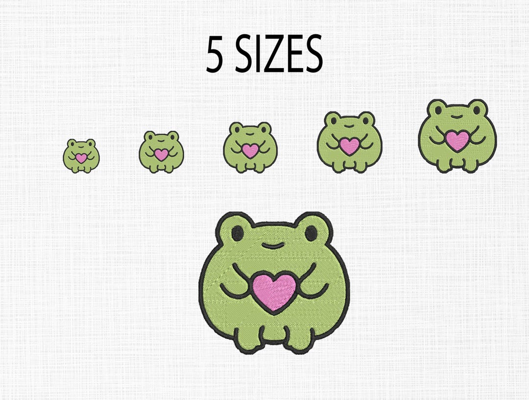Frog With Heart Embroidery Design, Animal Pattern (5 Sizes) (digital ...
