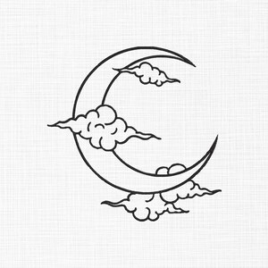 Moon Embroidery Design Half Moon Embroidery Design Line Art Machine ...