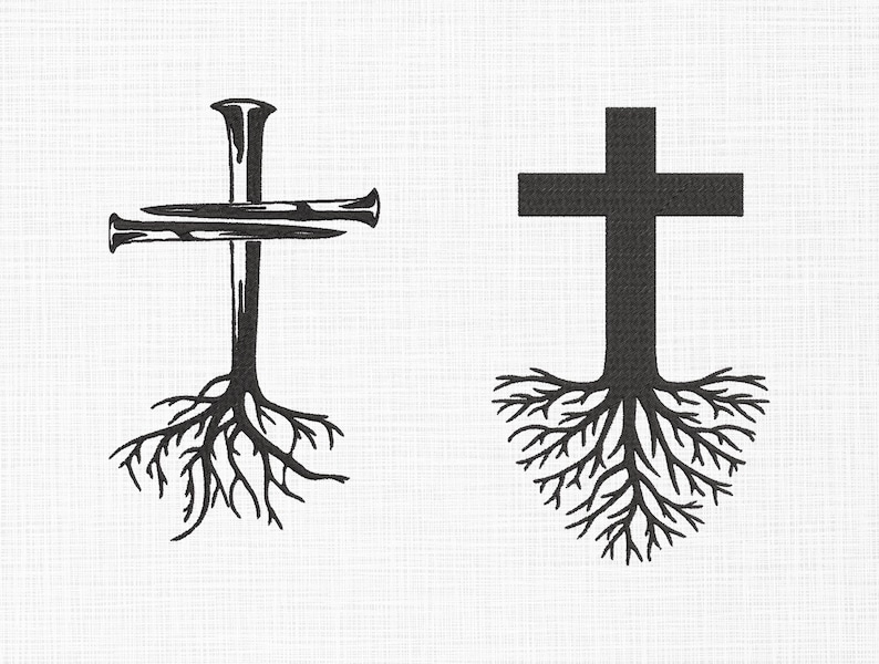 Cross With Roots Embroidery Design Christian Cross Embroidery Nail ...